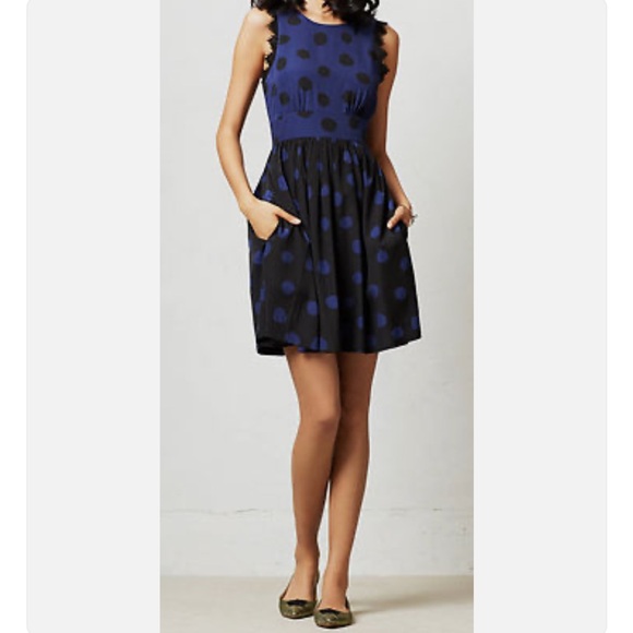 Corey Lynn Calter | Dresses | Corey Lynn Calter Blue And Black Polka ...